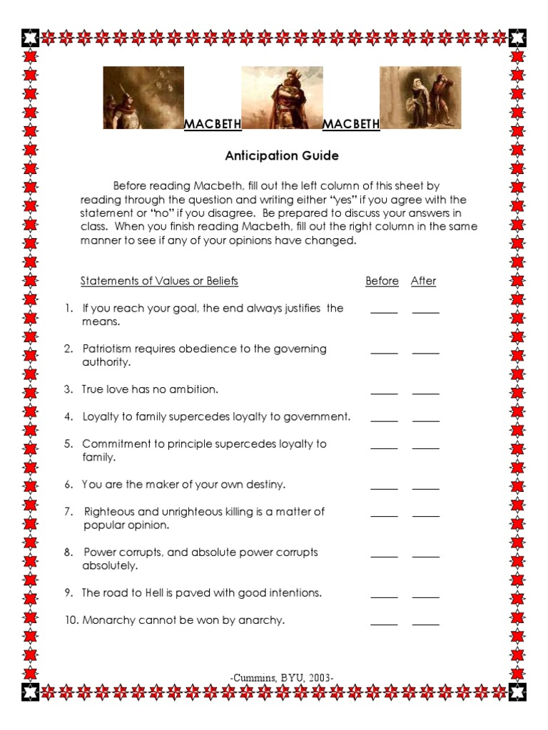 Macbeth Anticipation Guide | PDF