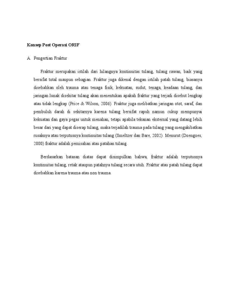 Konsep Post Operasi ORIF | PDF