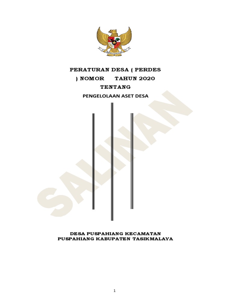 PERDES 2020 Tentang Pengelolaan Aset Desa | PDF | Griya & Taman
