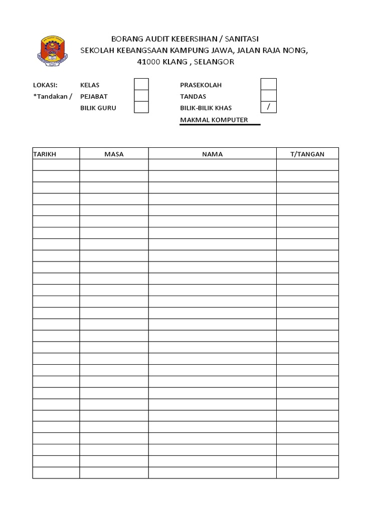 Borang Audit Sanitasi | PDF