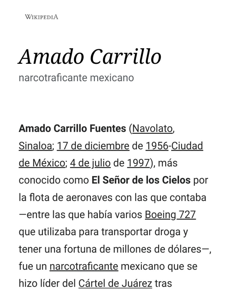 Amado Carrillo - Wikipedia, La Enciclopedia Libre | PDF | Comercio ...