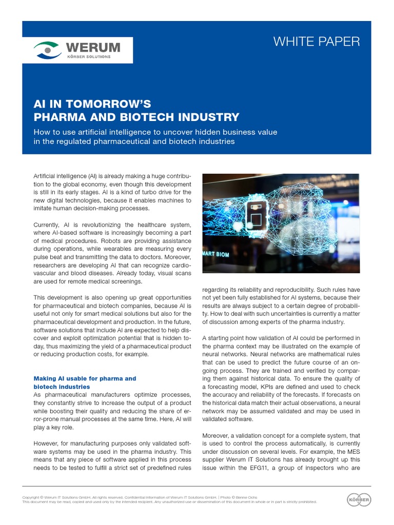 Ai in Tomorrow'S Pharma and Biotech Industry: White Paper | PDF ...