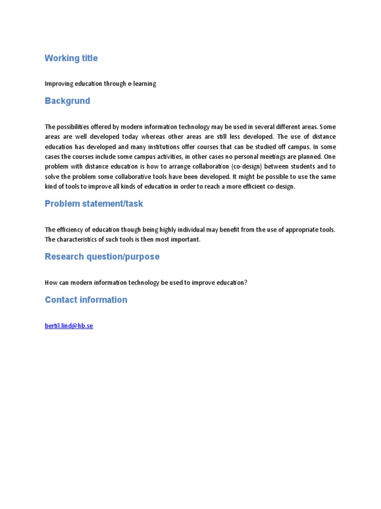 Working Title: Bertil - Lind@hb - Se | Download Free PDF | Usability ...