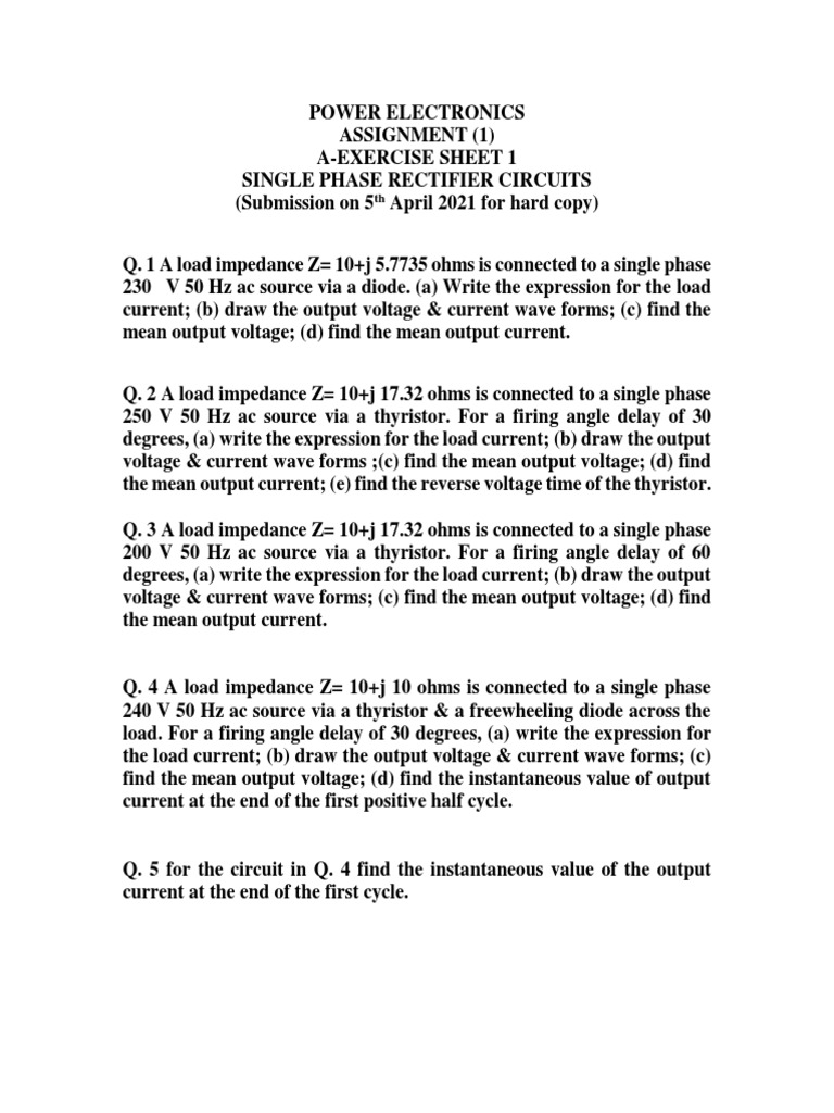 Assignment 1 | PDF | Rectifier | Root Mean Square