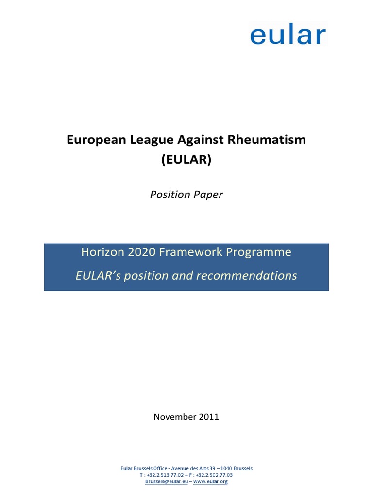 European League Against Rheumatism (Eular) : Horizon 2020 Framework Programme | PDF ...