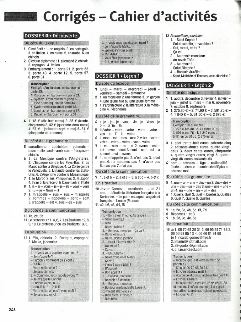 Corrigé Cahier D - Exercices Alter Ego + | PDF