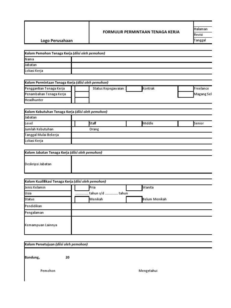 Form Permintaan Tenaga Kerja | PDF