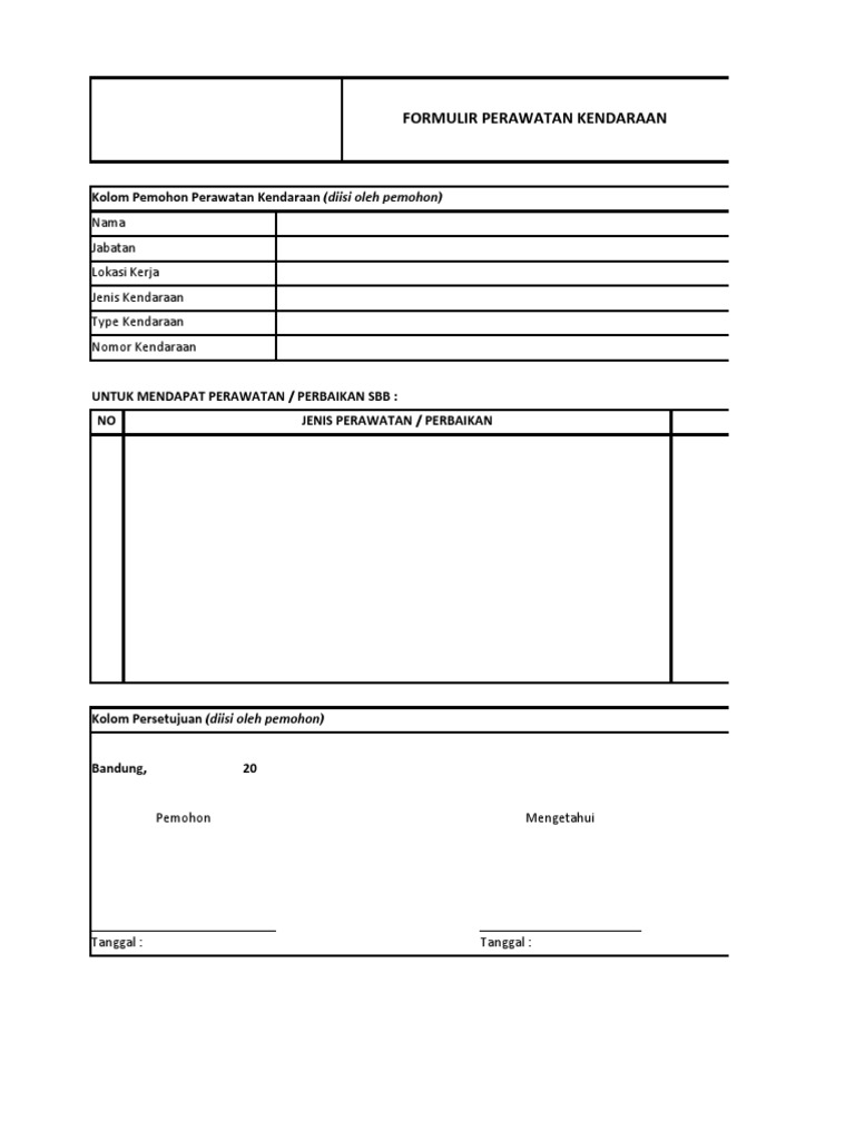 Form Perawatan Kendaraan | PDF
