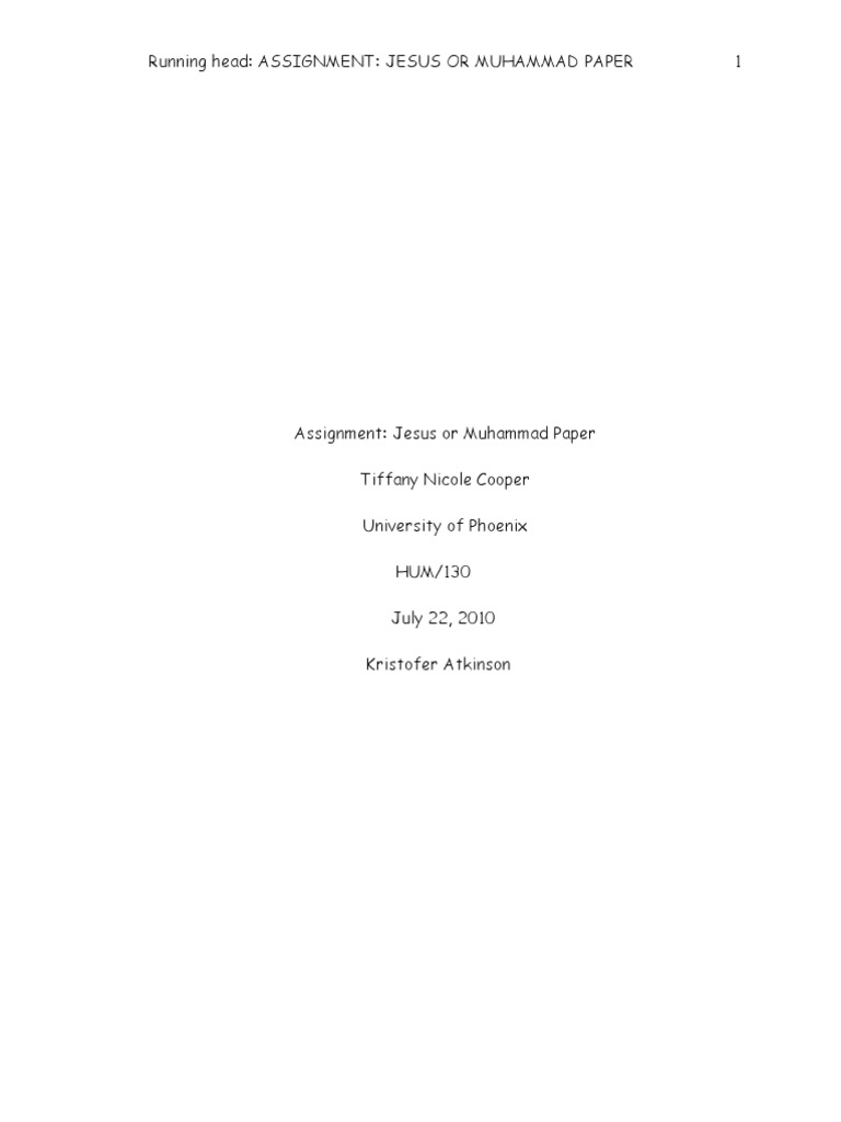Assignment Jesus or Muhammed Paper | PDF | John The Baptist | Christianity