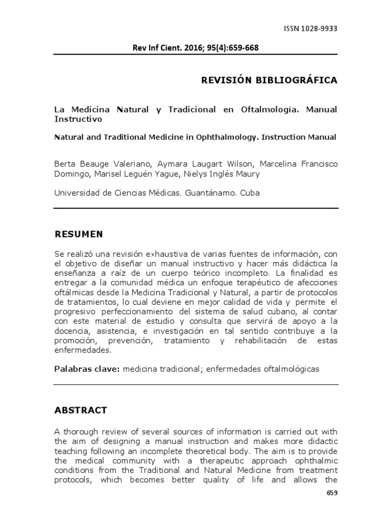 La Medicina Natural y Tradicional en Oftalmología. Manual Instructivo ...