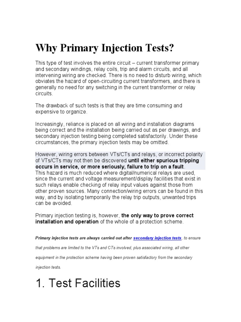 Why Primary Injection Tests | PDF | Transformer | Relay