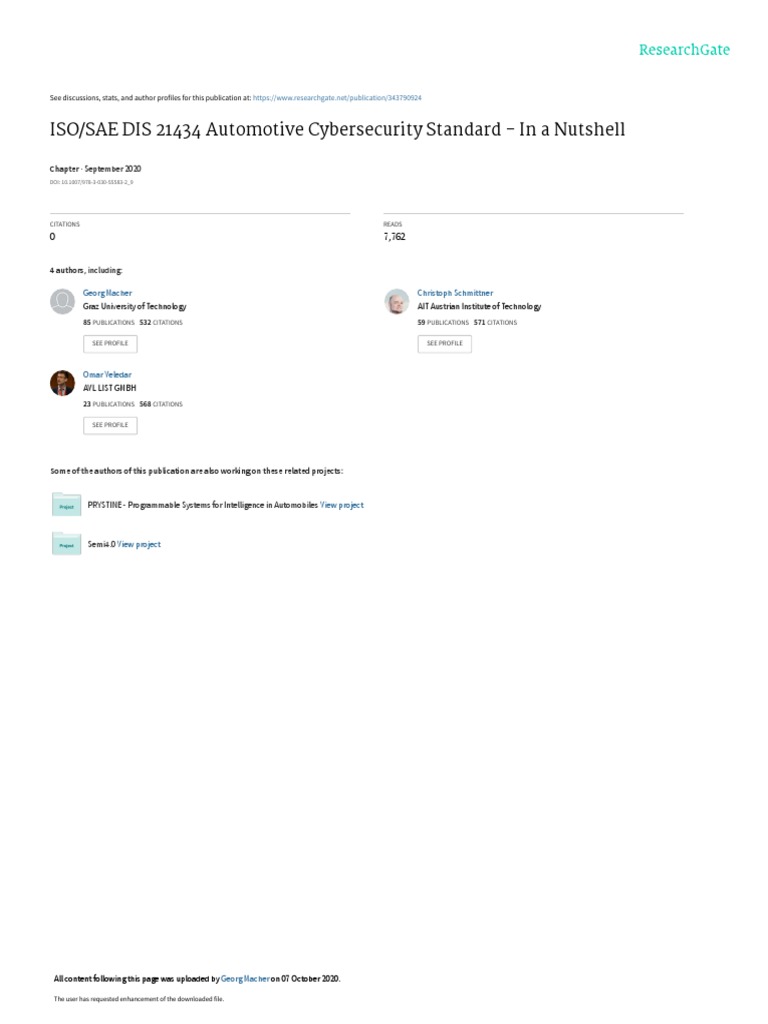 Overview of ISO/SAE 21434 Standard | PDF | Threat (Computer) | Computer Security