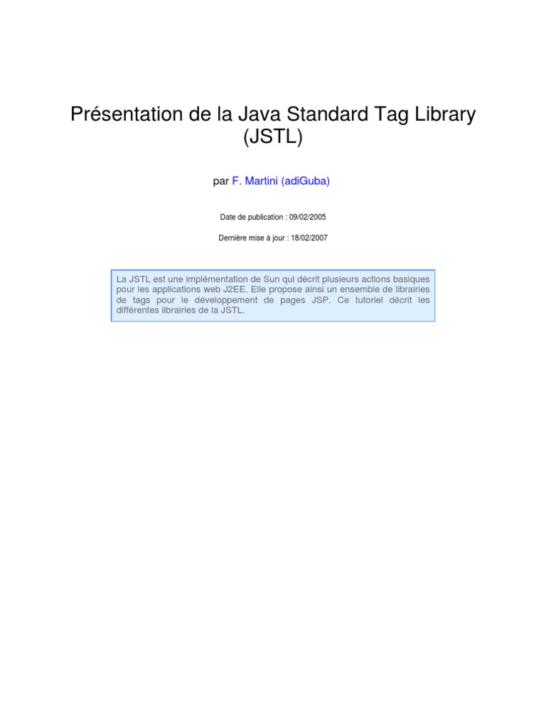 JSTL | PDF | JavaServer Pages | Java (Langage de programmation)