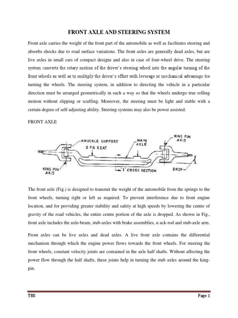 Front Axle and Steering System Overview | PDF | Steering | Axle