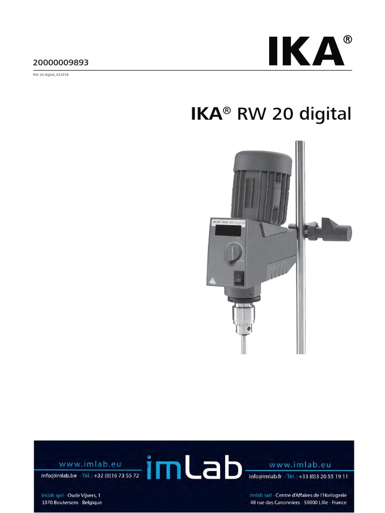 Manual EN RW 20 Digital Ika Imlab - 0 | PDF | Electric Motor | Electrical Connector