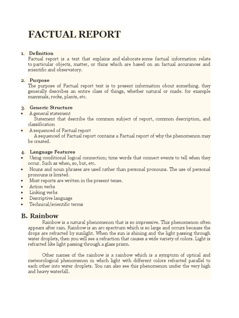 Text Factual Report | PDF | Rainbow | Verb