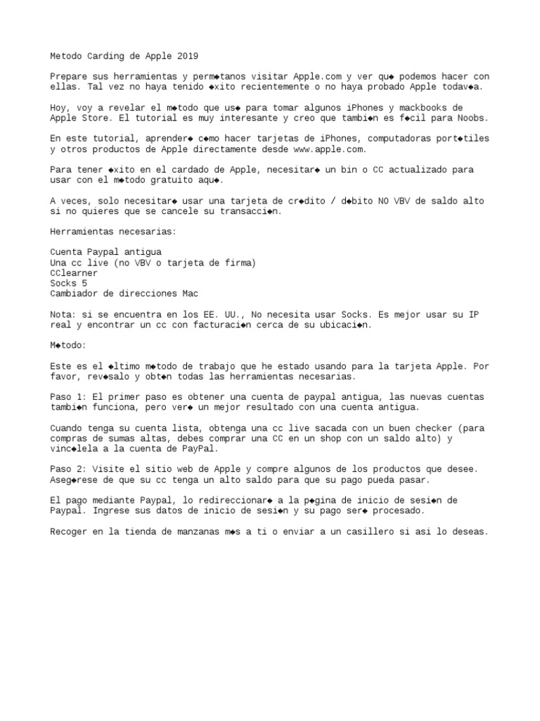 Metodo Carding Apple | PDF