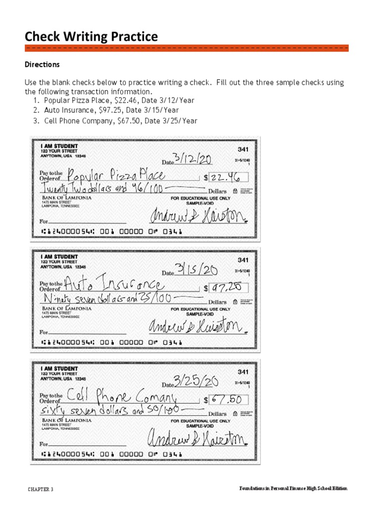 Check Writing Practice | PDF