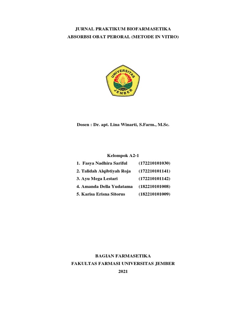 Jurnal Praktikum Absorbsi Obat Peroral Secara in Vitro | PDF