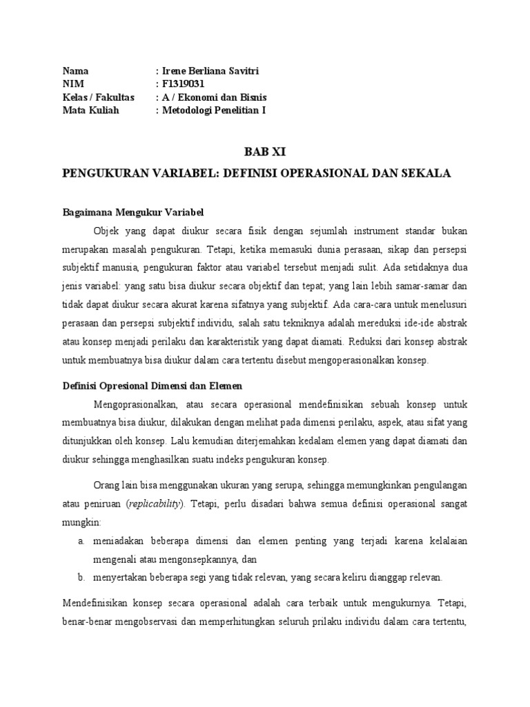 Pengukuran Variabel dalam Penelitian | PDF | Karier & Perkembangan ...