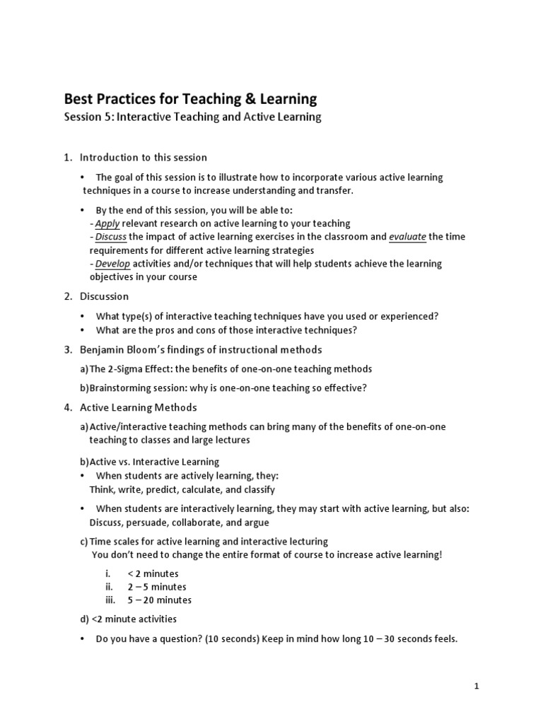 Best Practices For Teaching & Learning | PDF | Reading Comprehension ...