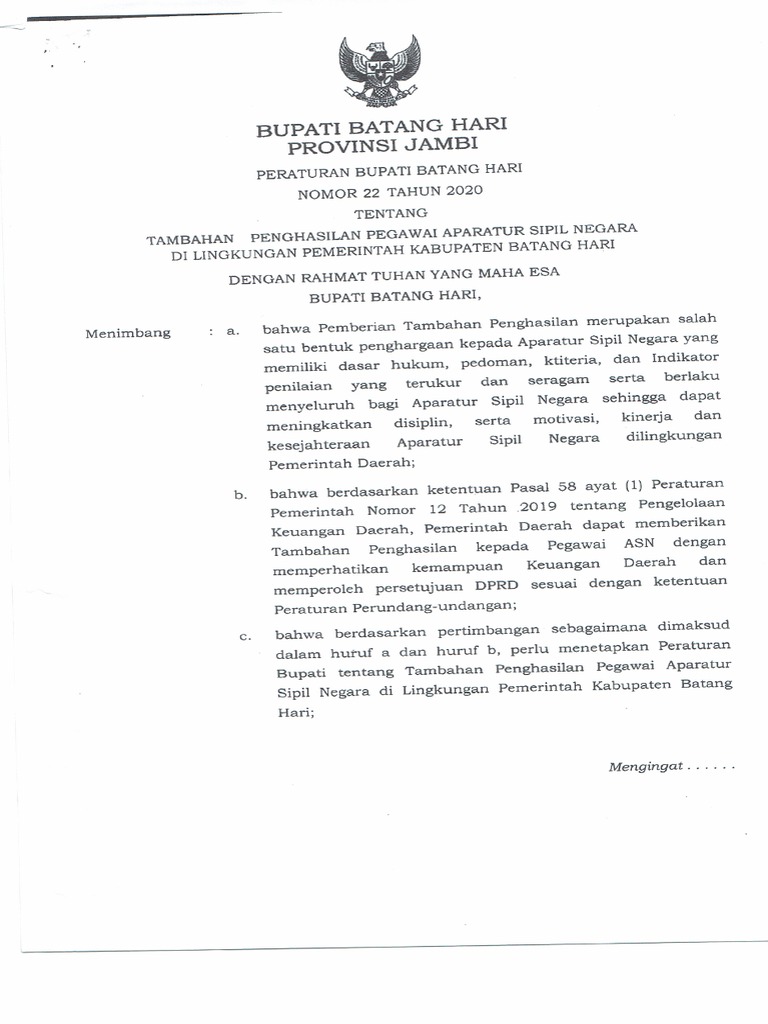Perbup Nomor 22 Tahun 2020 - 0001 | PDF