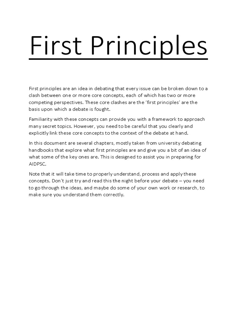 First Principles Booklet Aidpsc | PDF | Argument | Rights