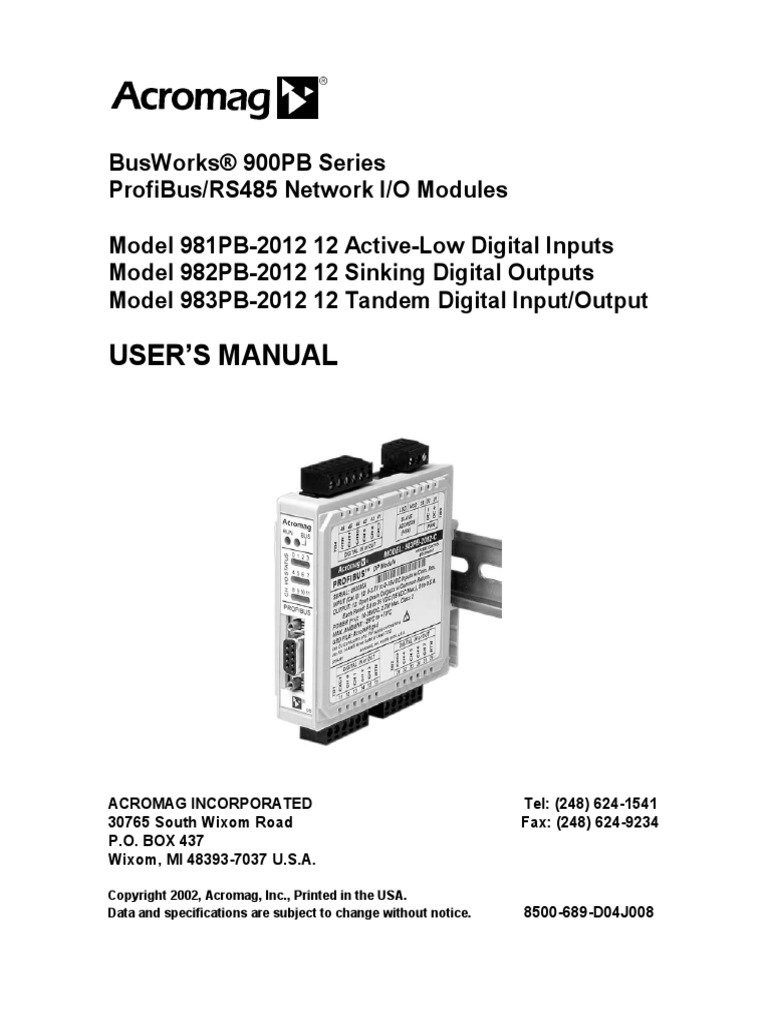 M3452R7PDP ProfiBus | PDF | Input/Output | Troubleshooting
