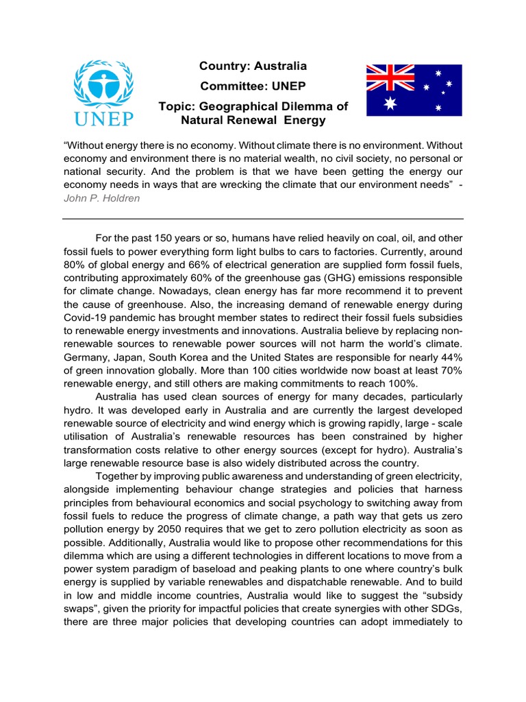 (POSPAP) UNEP - Australia | PDF | Renewable Energy | Energy Development