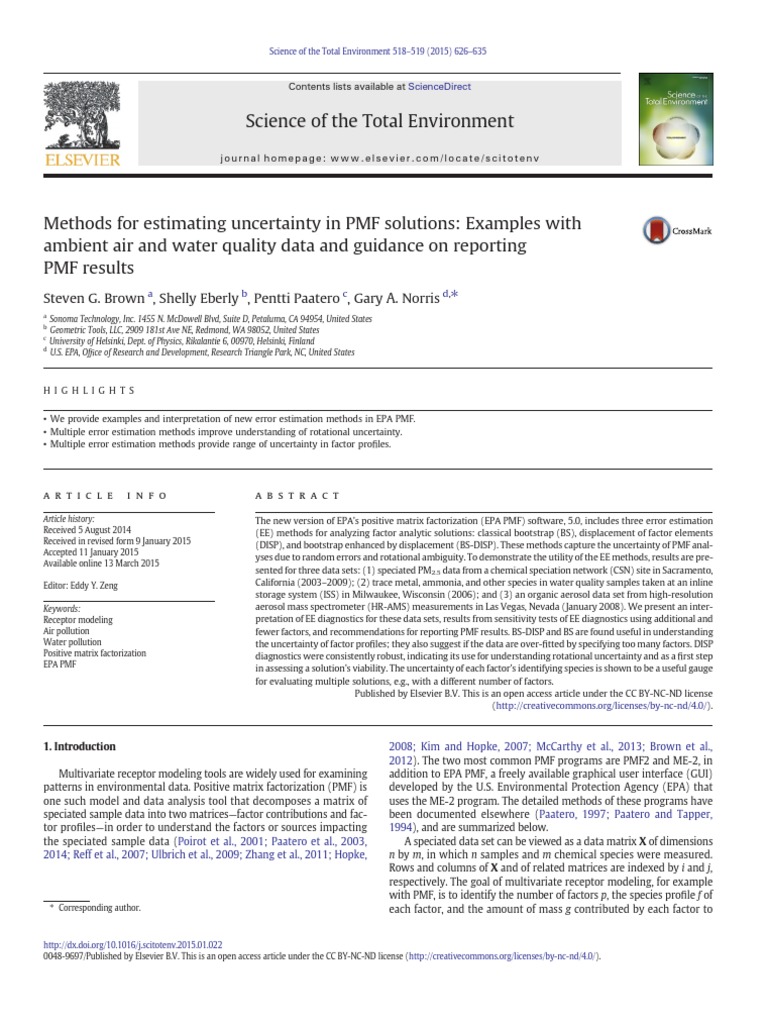 Science of The Total Environment: Steven G. Brown, Shelly Eberly ...