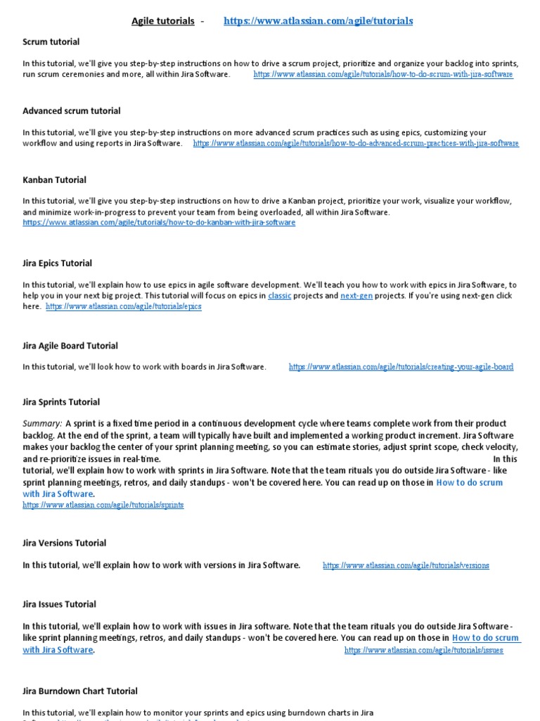 A Comprehensive Guide to Agile Project Management Tutorials for Jira Software | PDF | Scrum ...