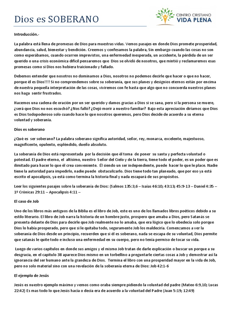 Dios Es Soberano | PDF | Libro de trabajo | Oración