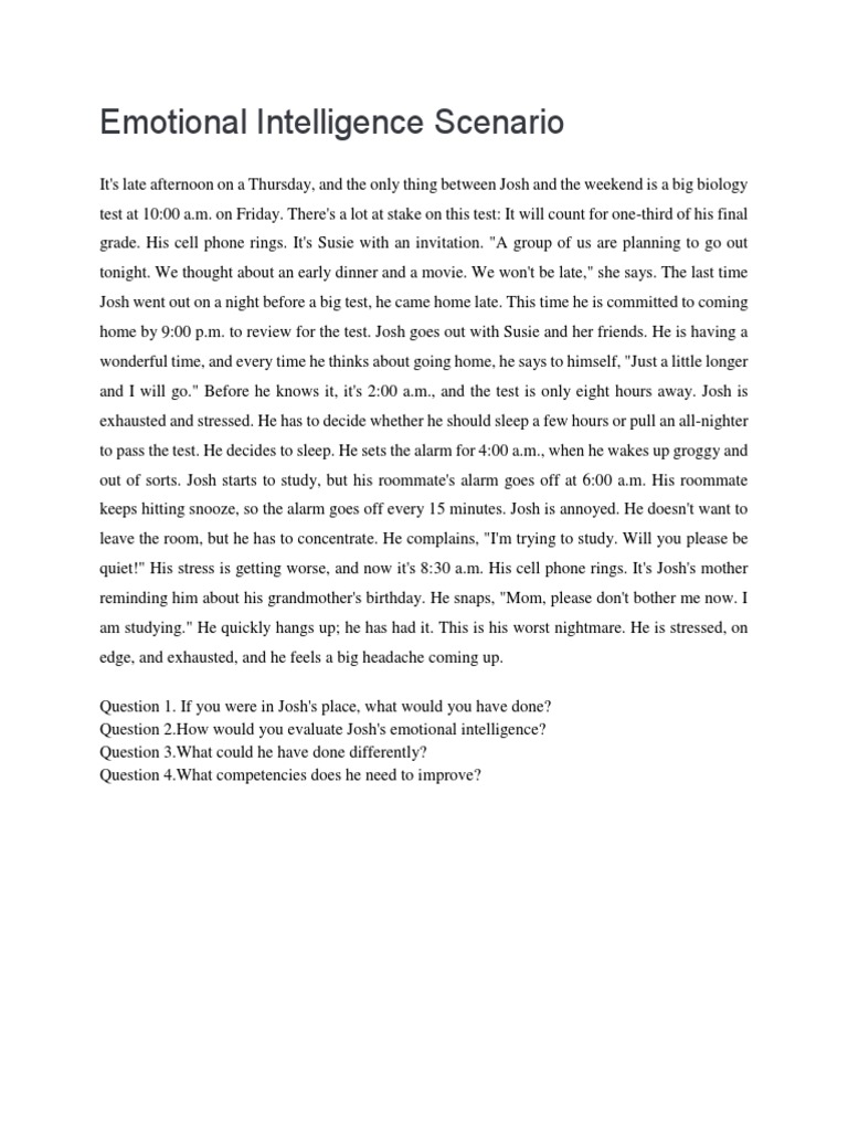 Emotional Intelligence Case Study | PDF