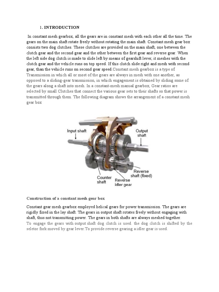 Construction of A Constant Mesh Gear Box | PDF | Manual Transmission ...