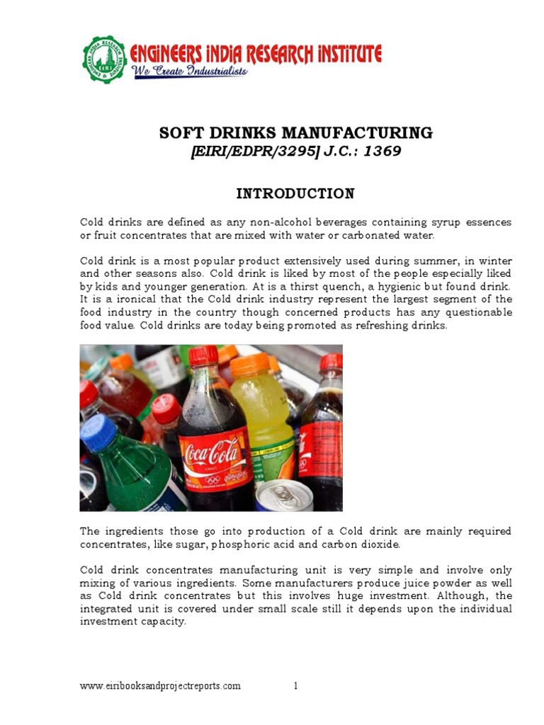 Project Report On Soft Drinks Manufacturing | PDF | Soft Drink ...