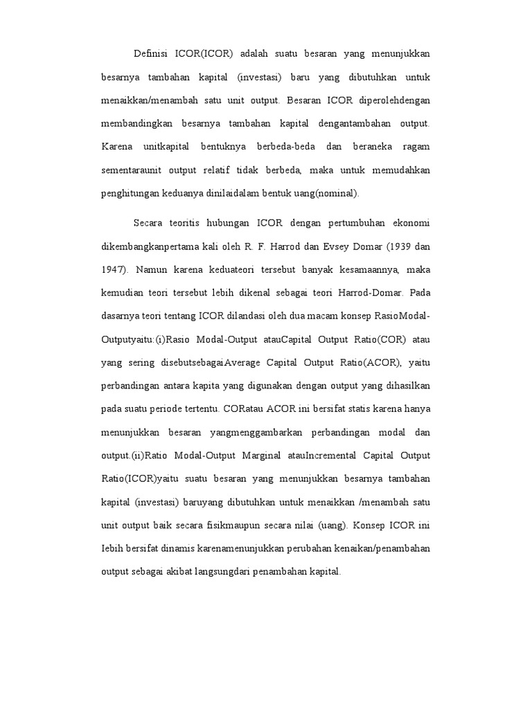 Definisi ICOR | PDF
