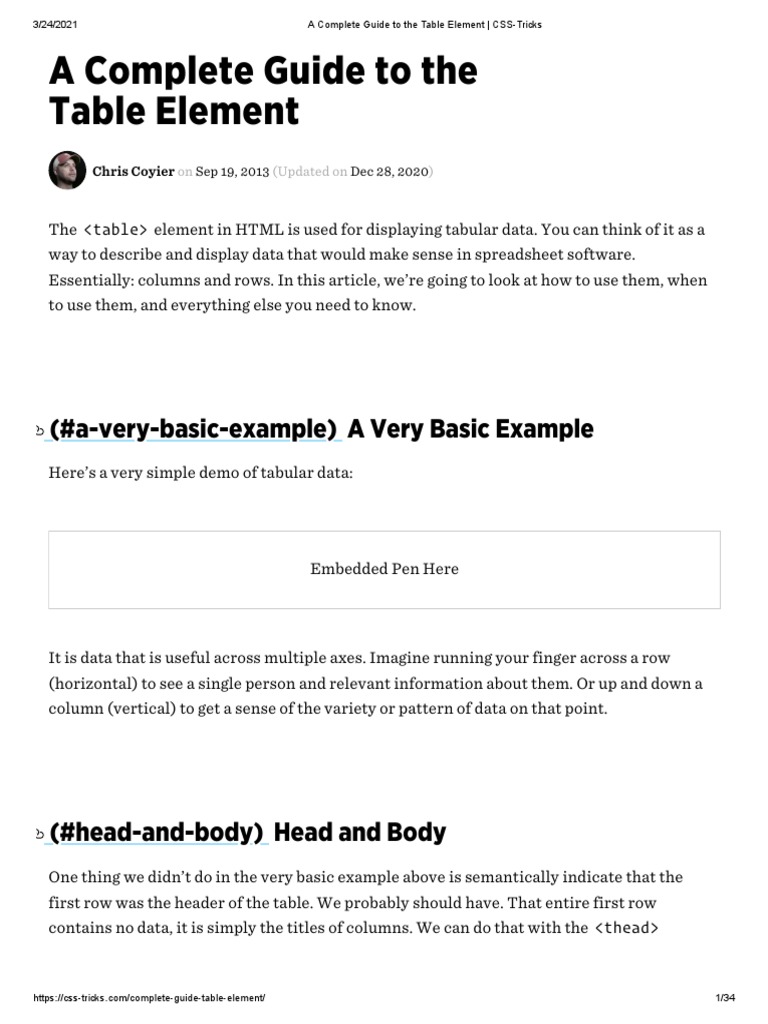 A Complete Guide To The Table Element - CSS-Tricks | PDF | Html Element ...