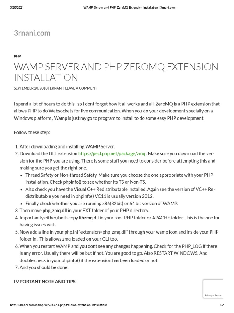 WAMP Server and PHP ZeroMQ Extension Installation | PDF | Php | Software Engineering