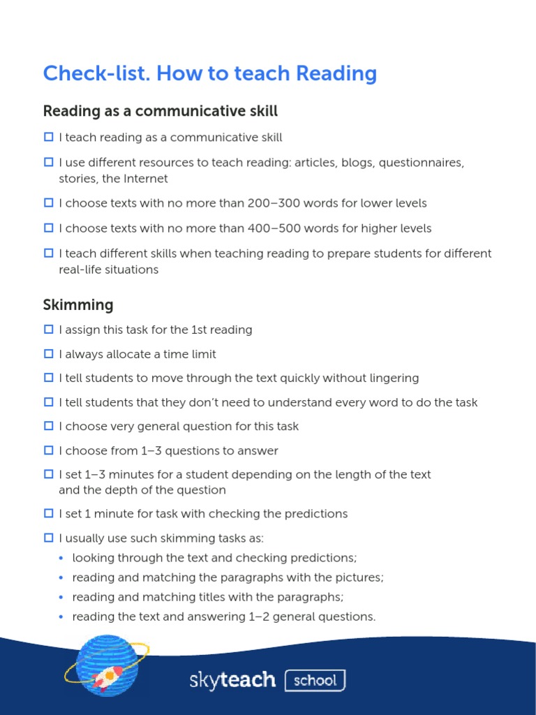 Check-List. Reading Check-List - 1 | PDF | Speed Reading | Question