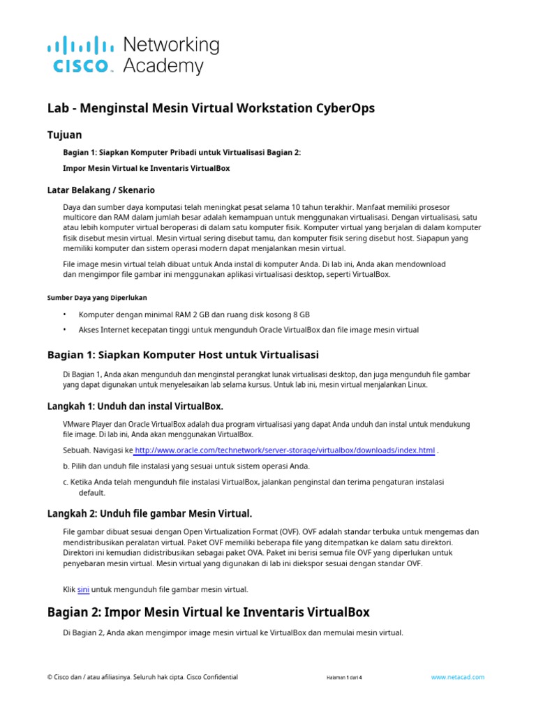 1.1.1.4 Lab - Installing The CyberOps Workstation Virtual Machine - En.id | PDF