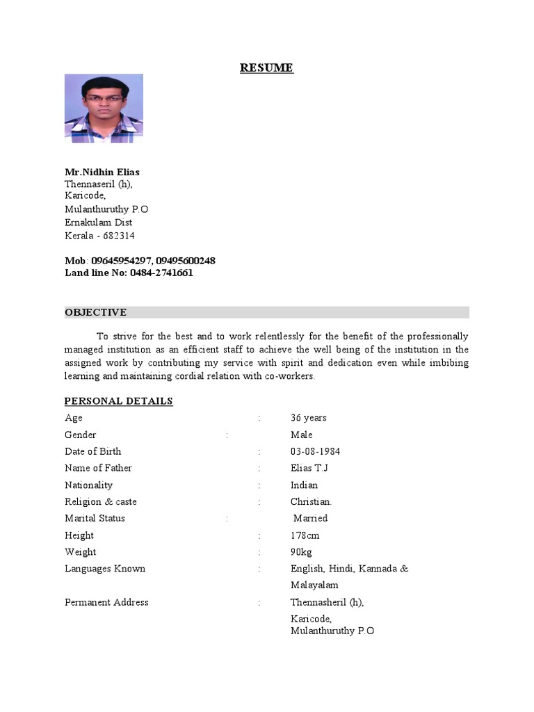 Resume - Nidhin Elias New | PDF | Nursing | Tuberculosis