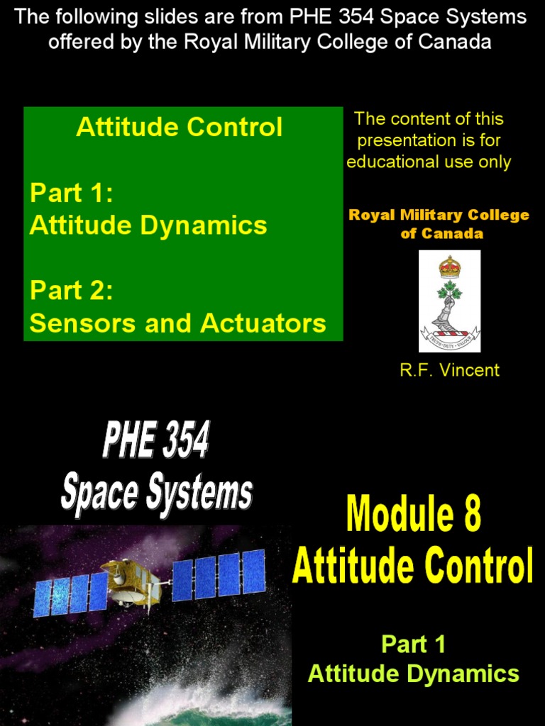 Attitude Control in Spacecraft Dynamics | PDF | Attitude Control ...