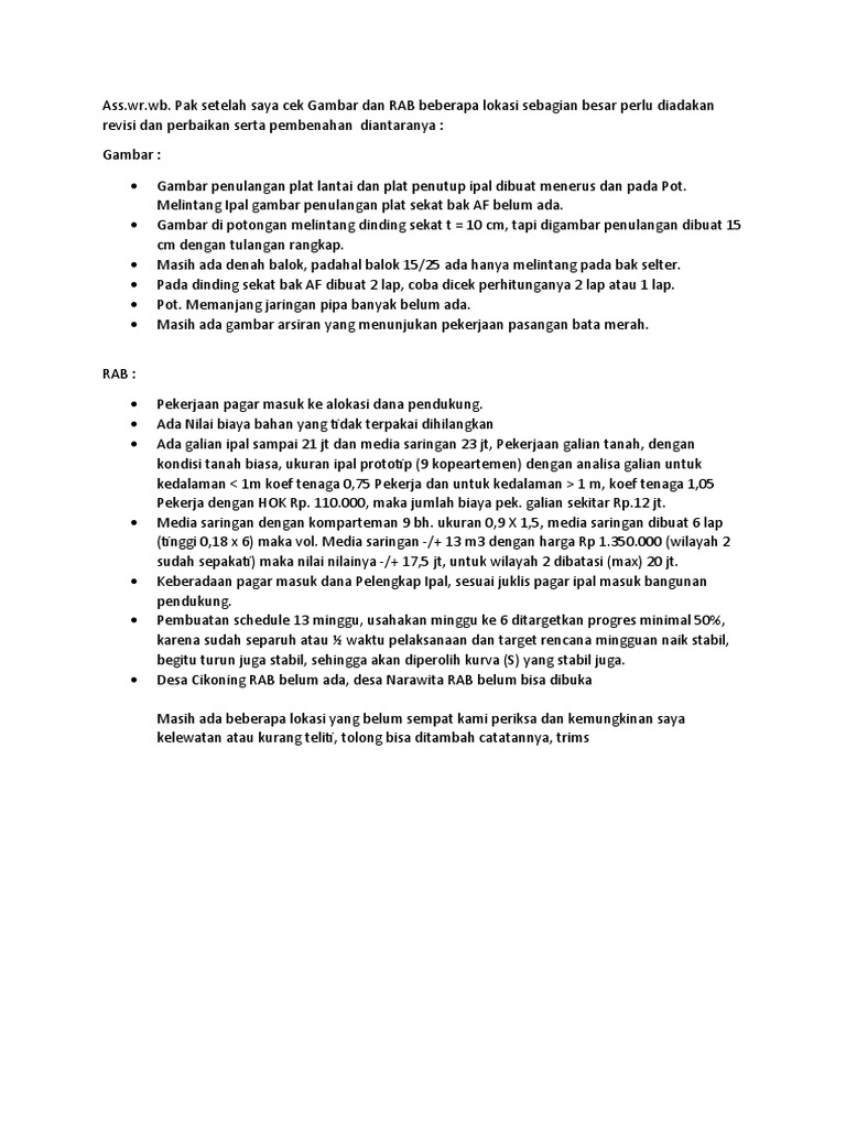 REVISI RAB DAN GAMBAR IPAL | PDF