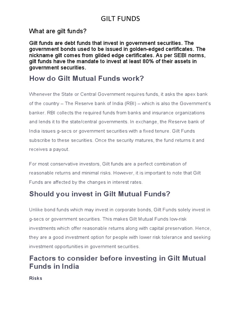 What Are Gilt Funds | PDF | Interest Rates | Bonds (Finance)