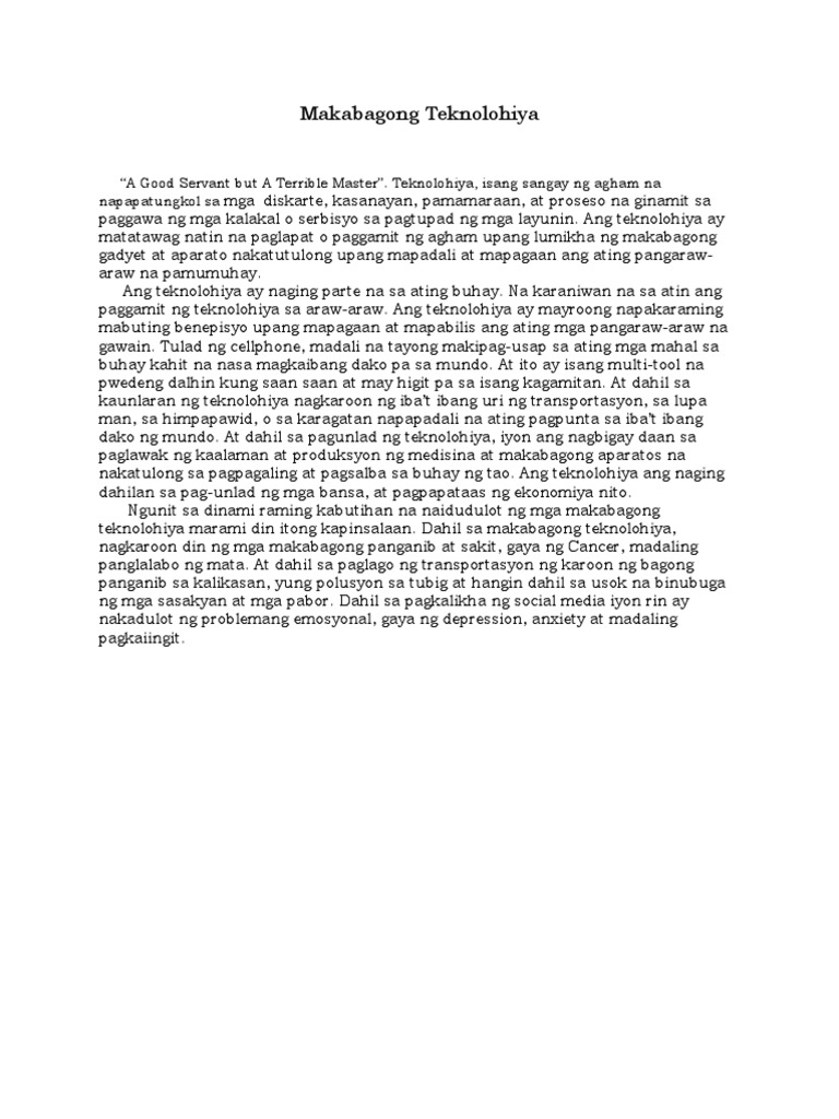 Makabagong Teknolohiya | PDF