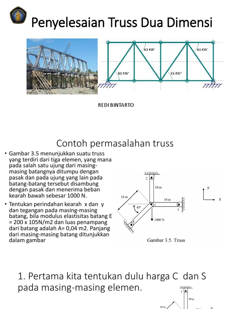 TKM 4204 - LECTURE 4.2 Penyelesaian Truss 2 Dimensi - RED | PDF