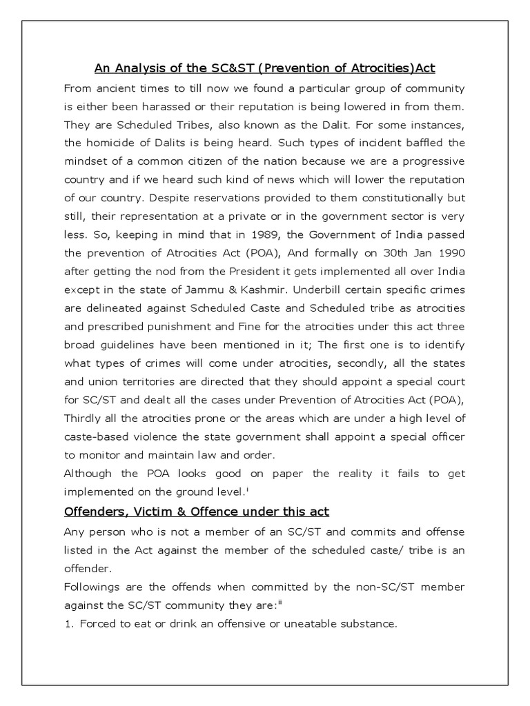 An Analysis of The SC:ST Act | PDF | Bail | Criminology