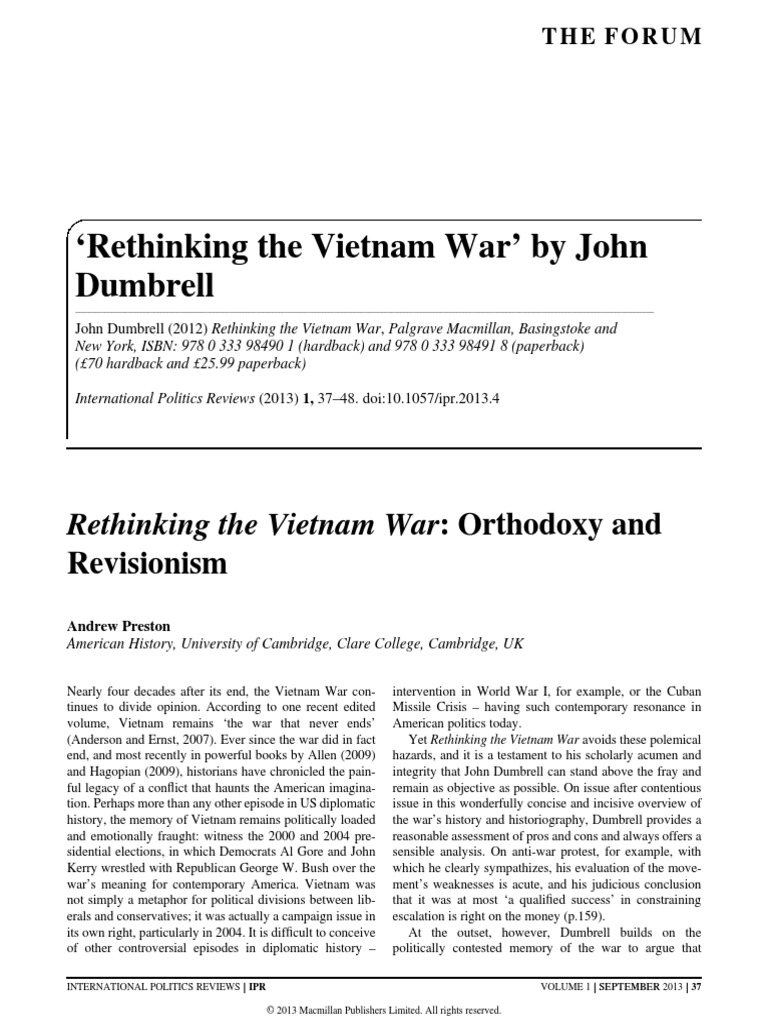 Rethinking The Vietnam War' by John Dumbrell | PDF | Vietnam War | Ngo ...