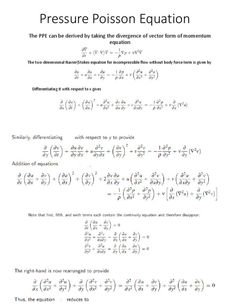 Pressure Poisson Equation: The PPE Can Be Derived by Taking The ...