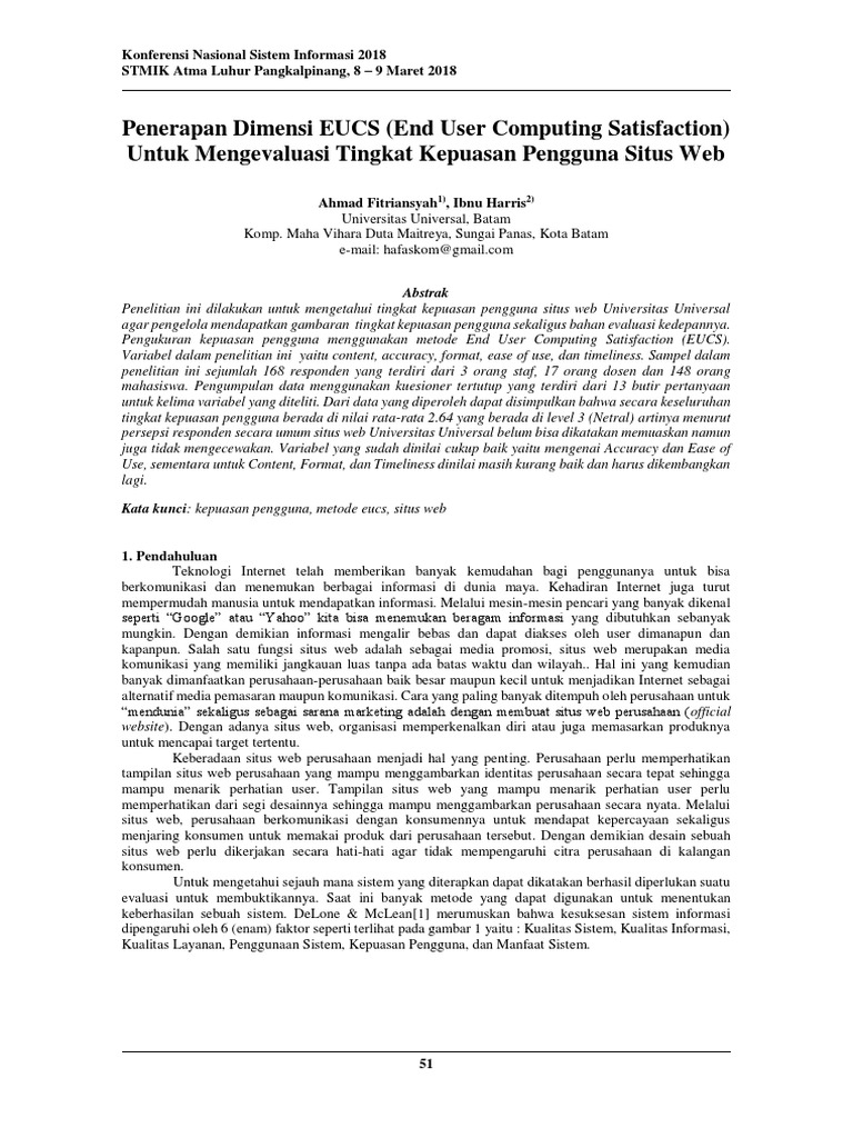 Penerapan Dimensi EUCS (End User Computing Satisfaction) Untuk ...